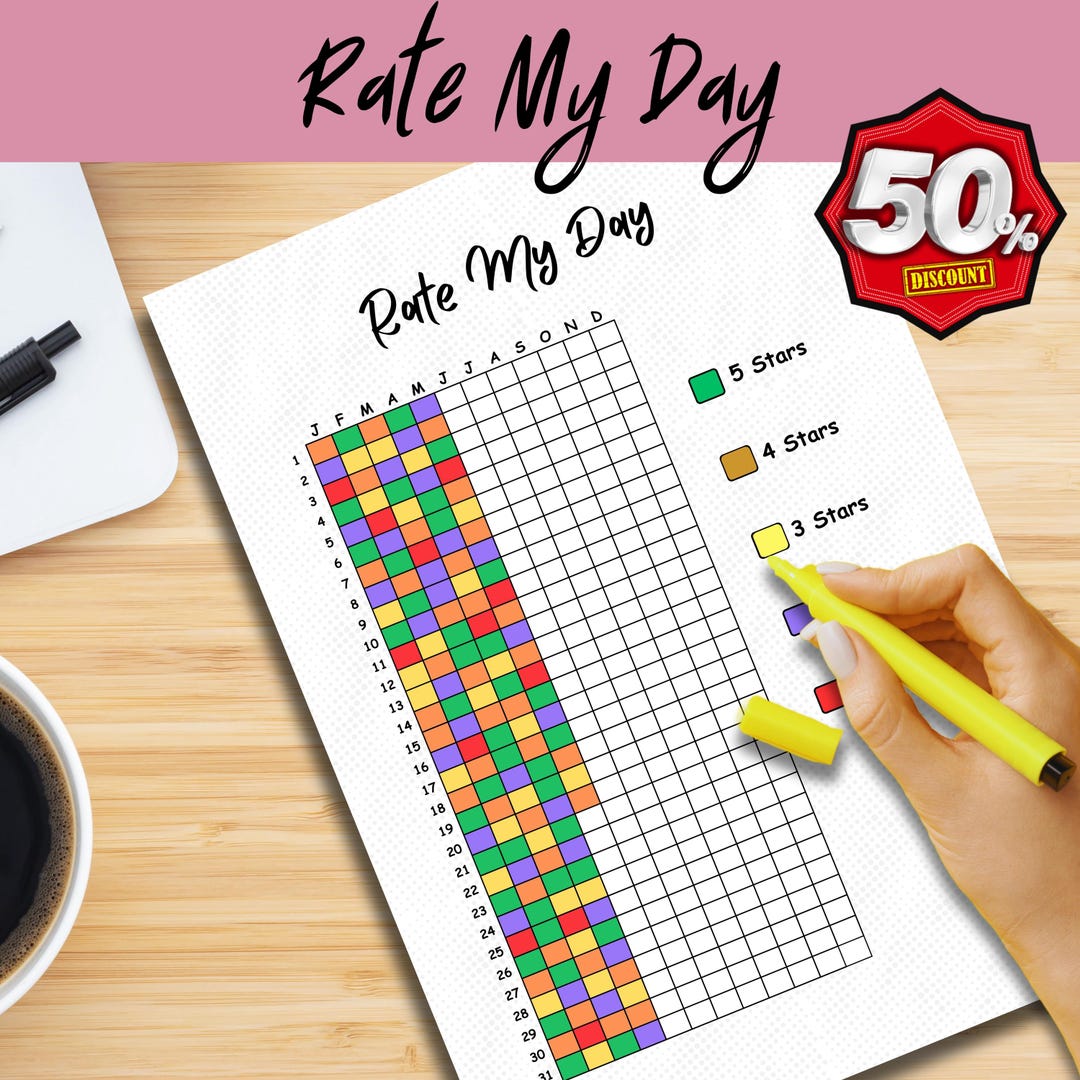 Rate My Day Printable Mood Tracker: Daily Rating Log (digital Download ...