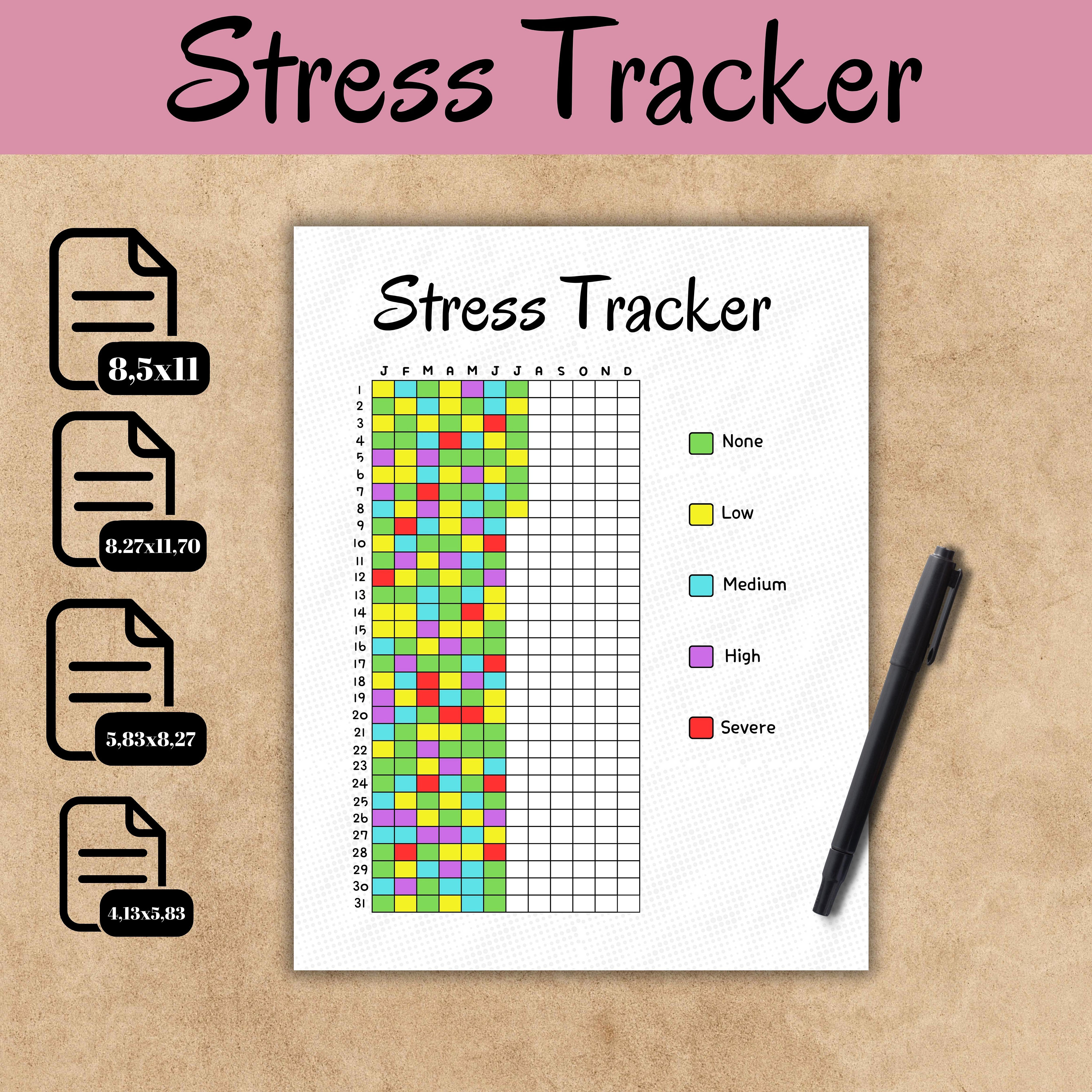 Stress Tracker, PRINTABLE Tracker, PRINTABLE 4 Diffret Size , Habit ...