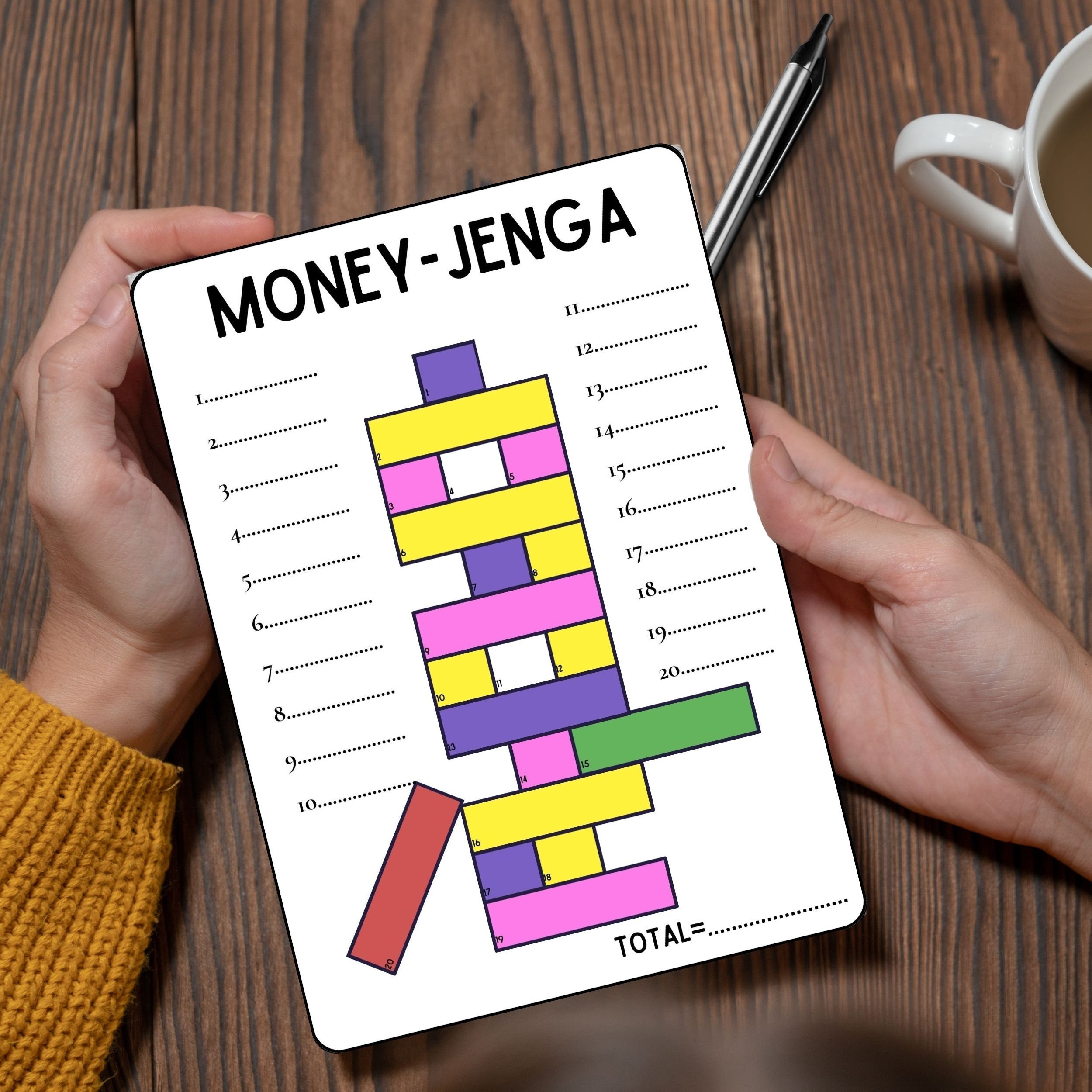 Money-jenga Savings Challenge, PRINTABLE Savings Game, Savings Tracker ...