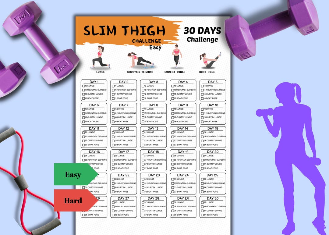 30-day Slim Thigh Challenge Printable | Fitness Tracker | Workout Plan ...