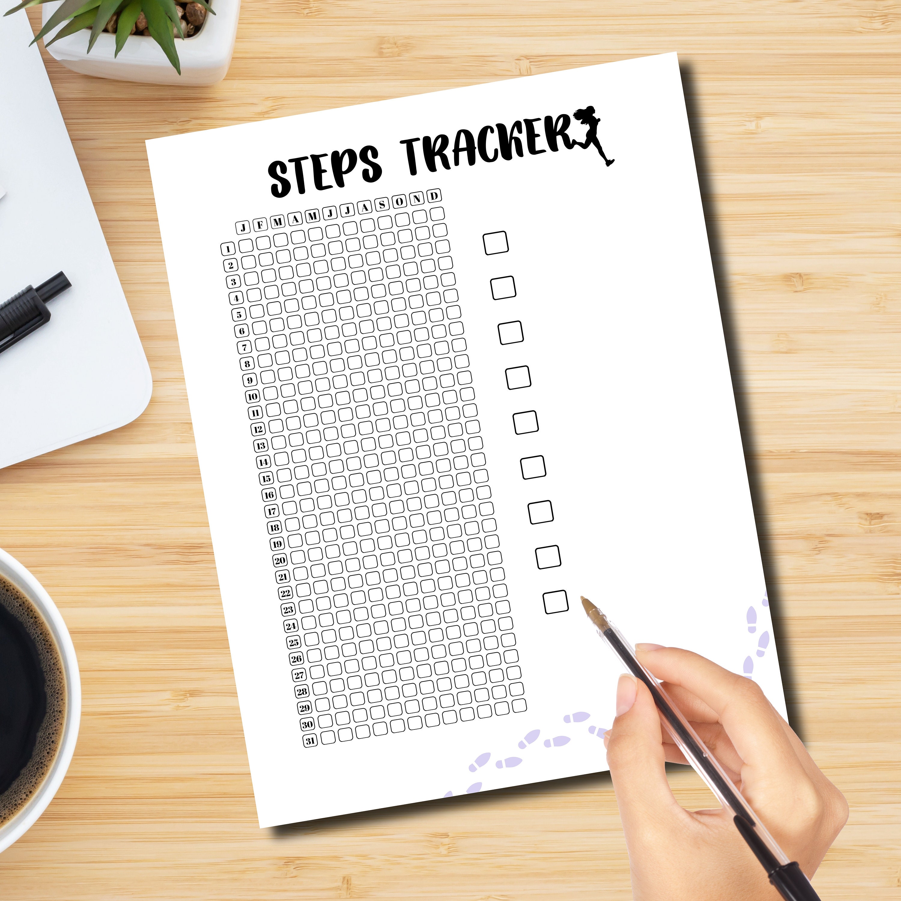 Step Tracker Yearly Fitness Tracker Health Tracker PRINTABLE Tracker ...