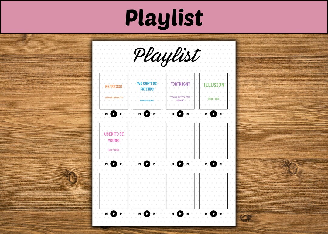Monthly Playlist Tracker: Printable Music Journal (digital Download) - Etsy