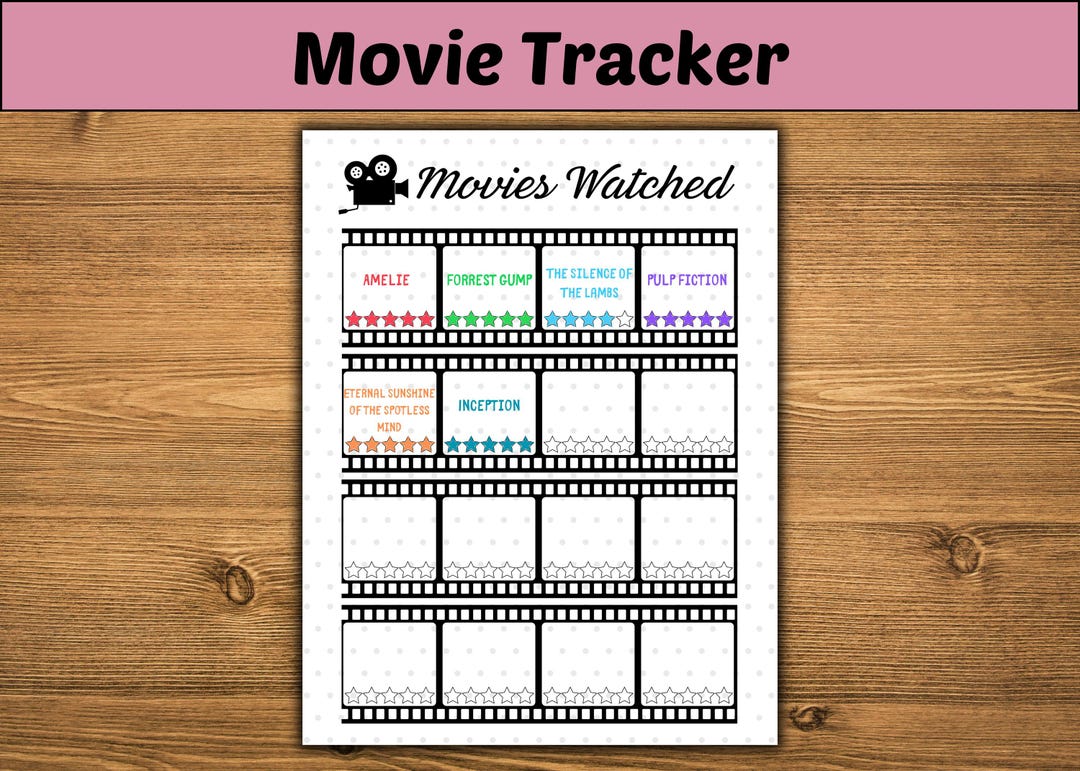 Movie Tracker PRINTABLE Journal Page Movie Log Tracker Track Your ...
