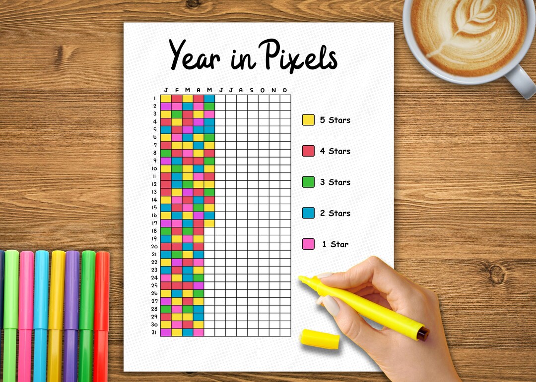 Year in Pixels Printable: Daily Mood Tracker (digital Download) - Etsy