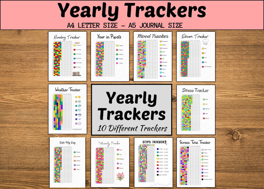 Printable Yearly Tracker Bundle – Journal Pages (digital Download) - Etsy
