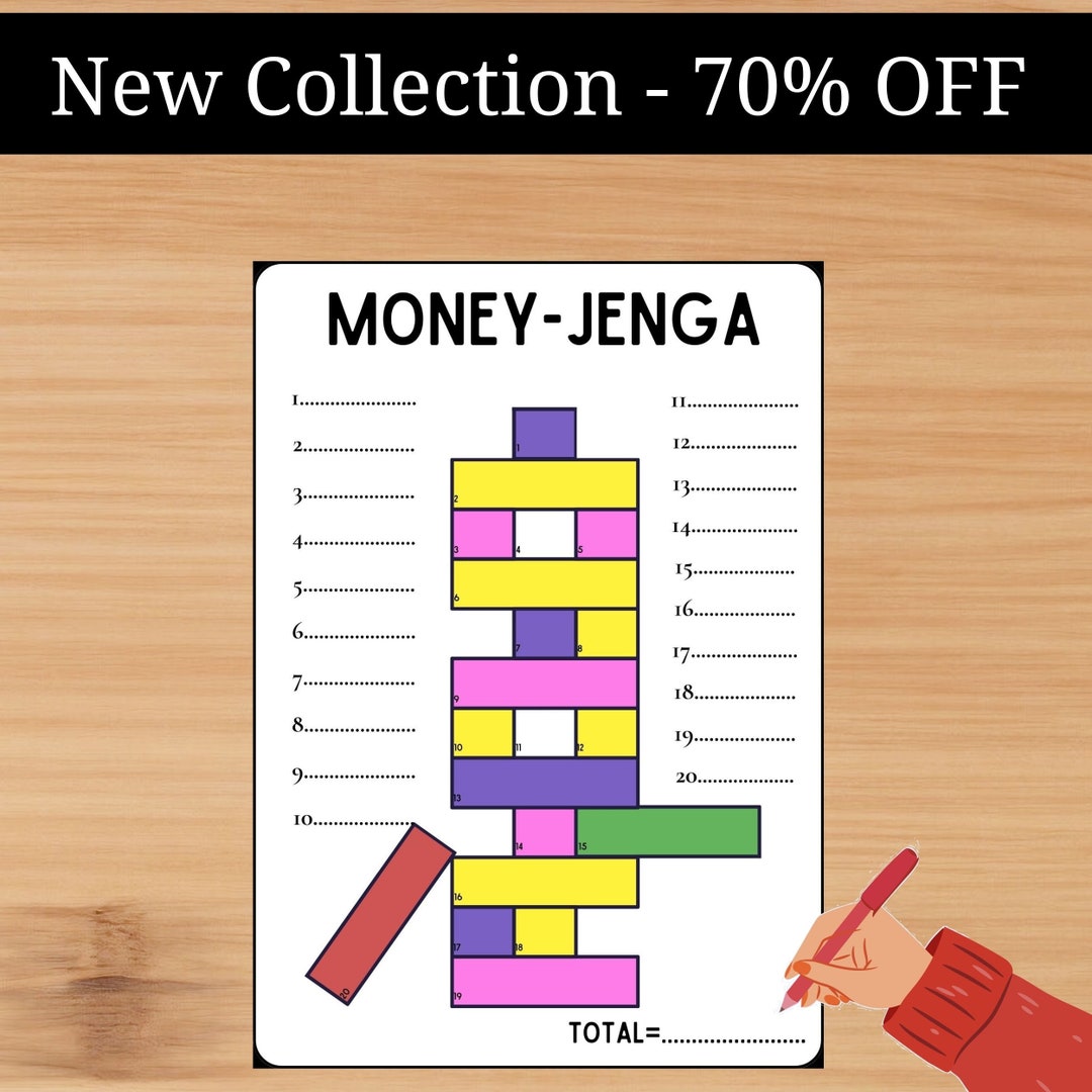 Money-jenga Savings Challenge, PRINTABLE Savings Game, Savings Tracker ...