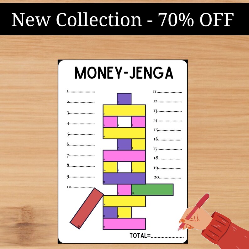 Money-jenga Savings Challenge: Printable Budgeting Game (PDF) - Etsy