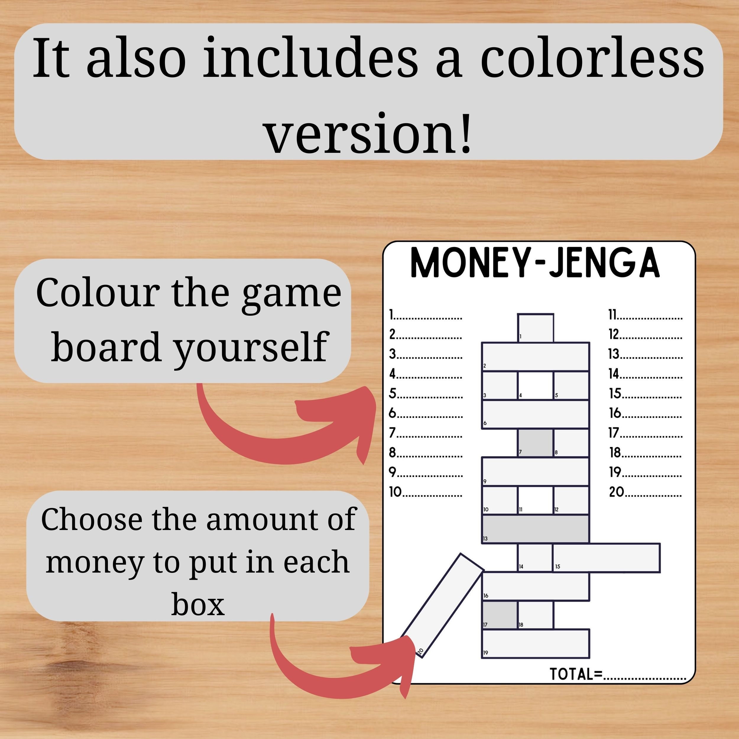 Money-jenga Savings Challenge: Printable Budgeting Game (PDF) - Etsy