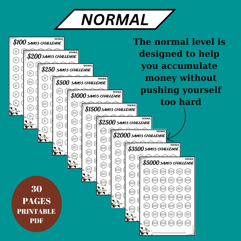 Printable Savings Cards Easy, Medium, and Hard Levels A Great Tool for ...