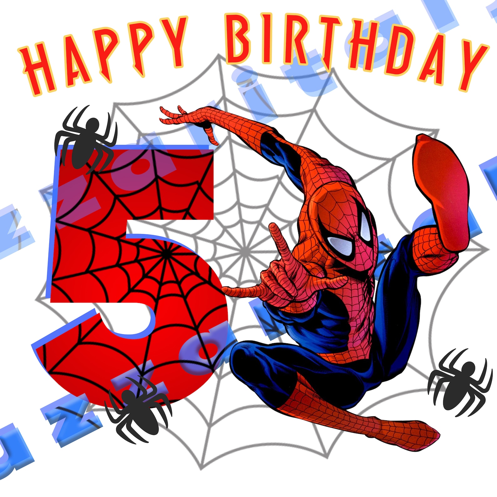 Spiderman Happy Birthday 5 / PNG - Etsy