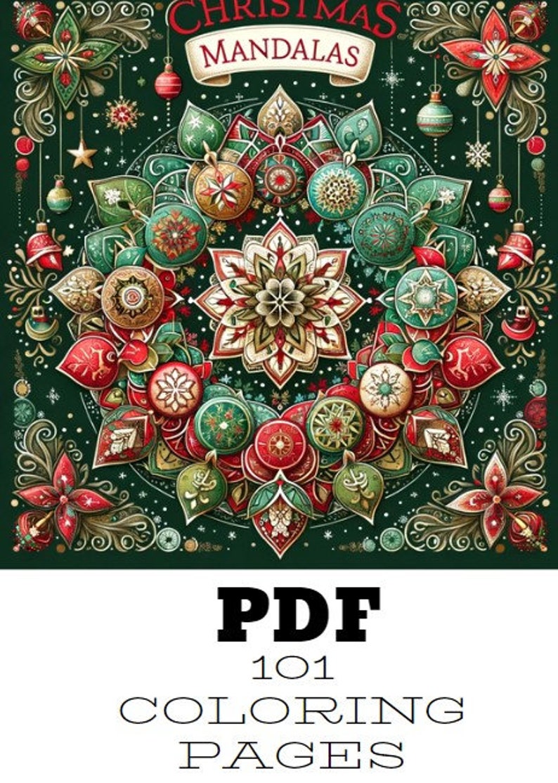 Christmas Mandalas 101 Christmas Coloring Pages - PDF | Indian Mandalas ...