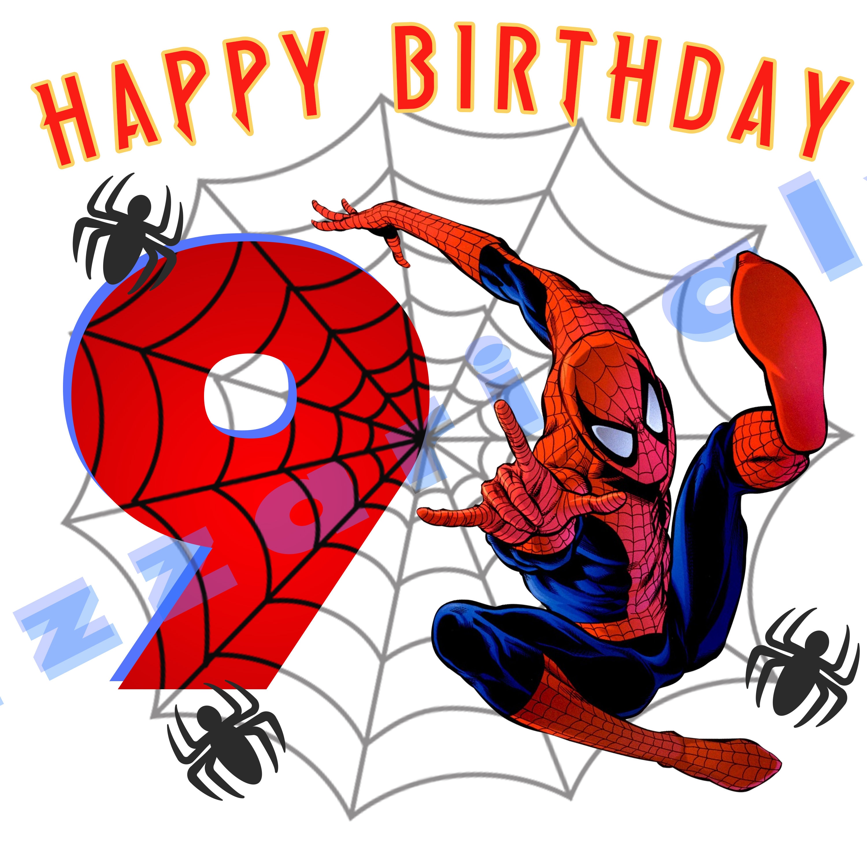 Spiderman Happy Birthday 9 / PNG - Etsy