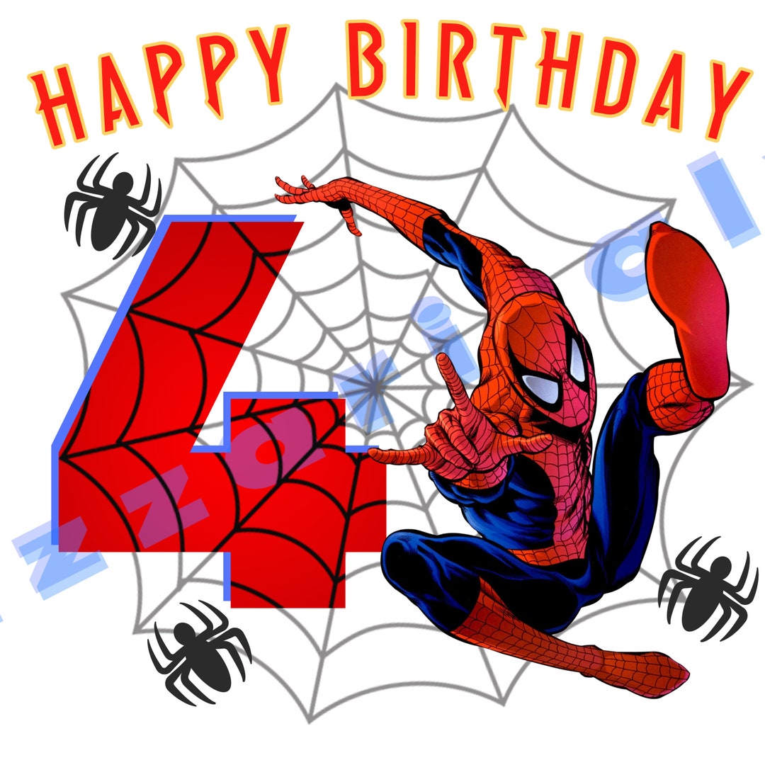 Spiderman Gelukkige Verjaardag 4 / PNG - Etsy Nederland