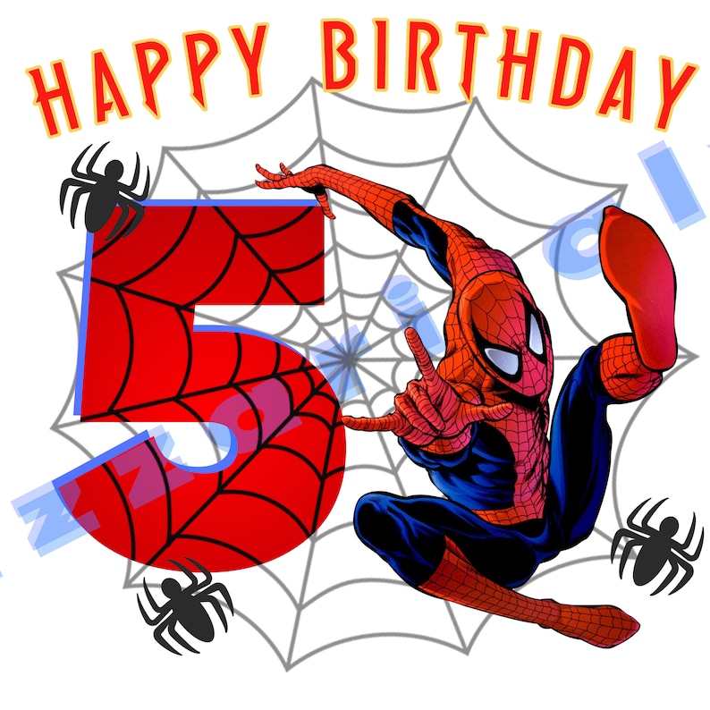 Spiderman Happy Birthday 5 / PNG - Etsy