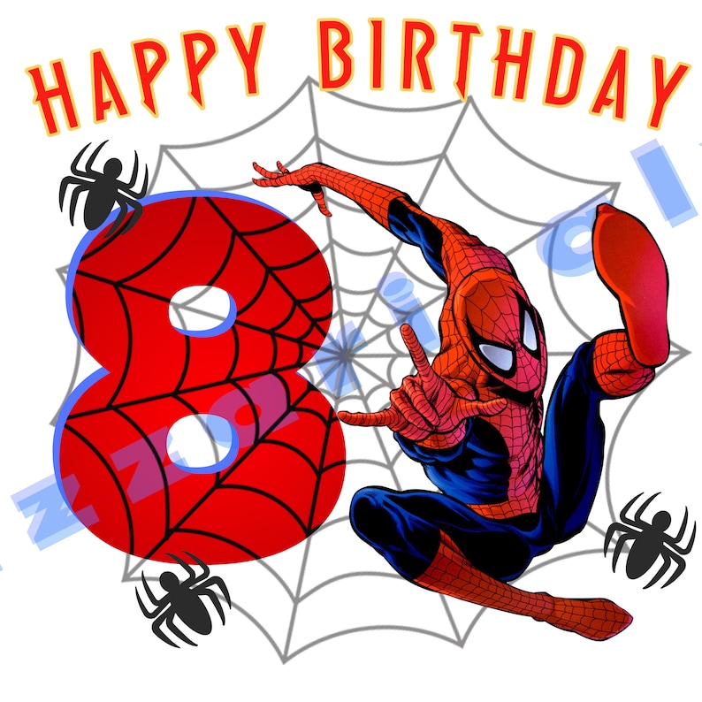 Spiderman Happy Birthday 8 / PNG - Etsy