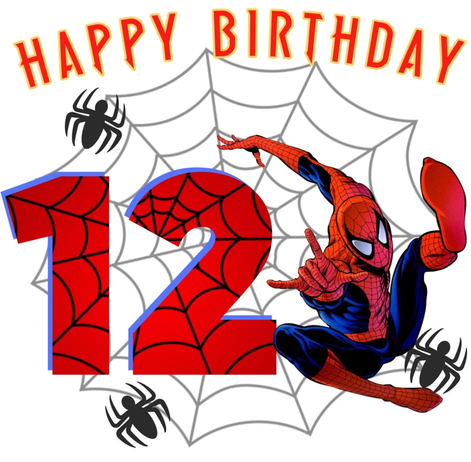 Spiderman Happy Birthday 12 / PNG - Etsy