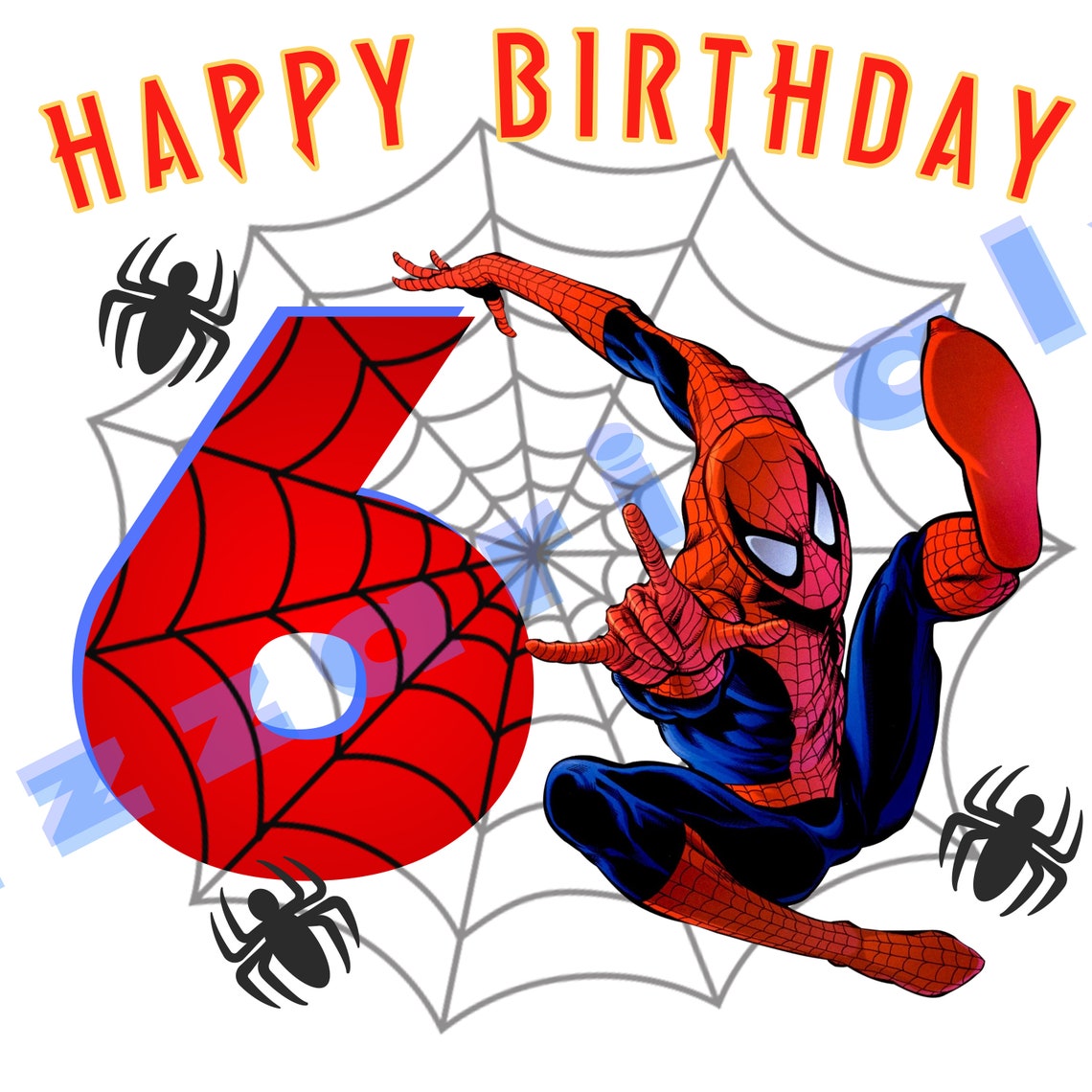 Spiderman Happy Birthday 6 / PNG - Etsy