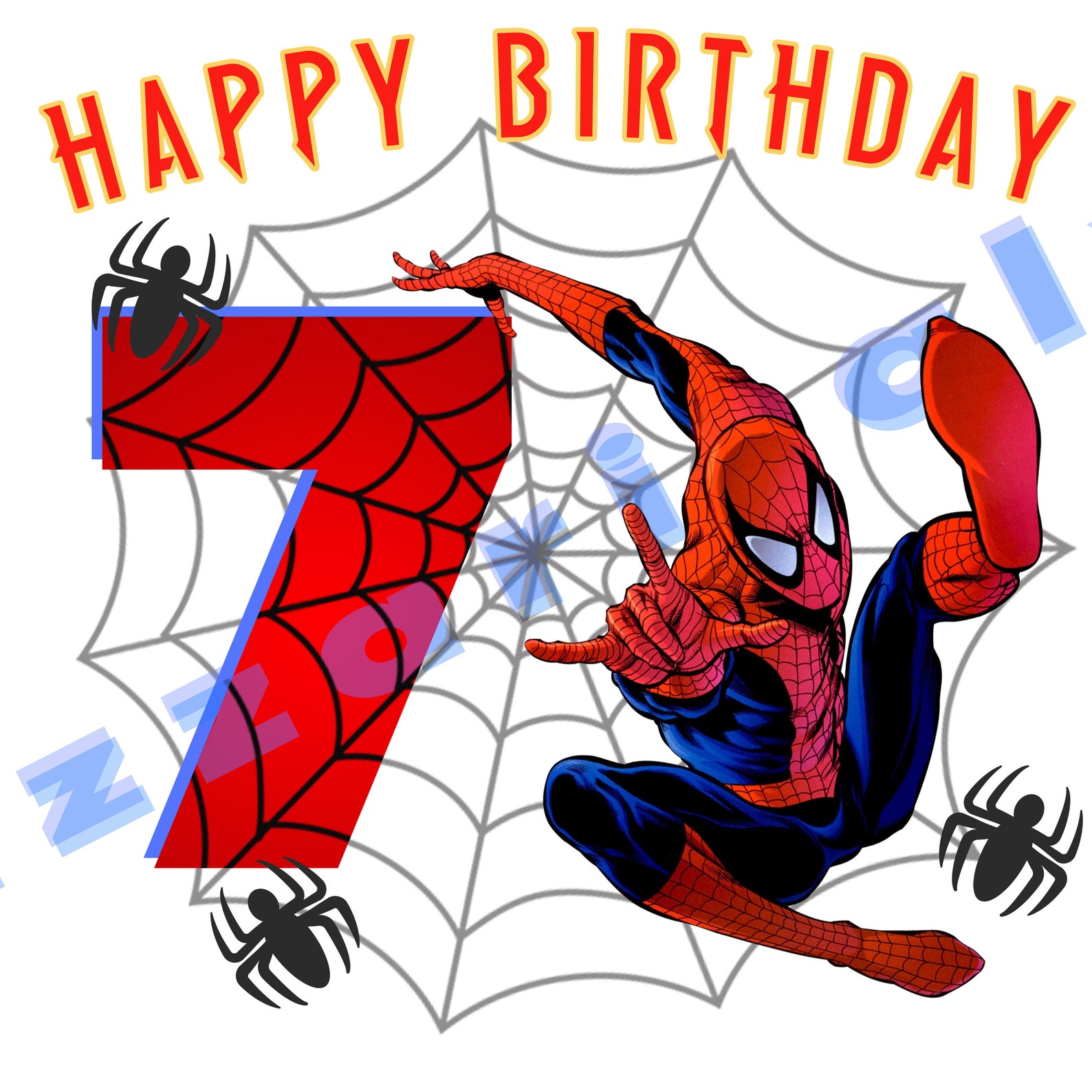 Spiderman Happy Birthday 7 / PNG - Etsy