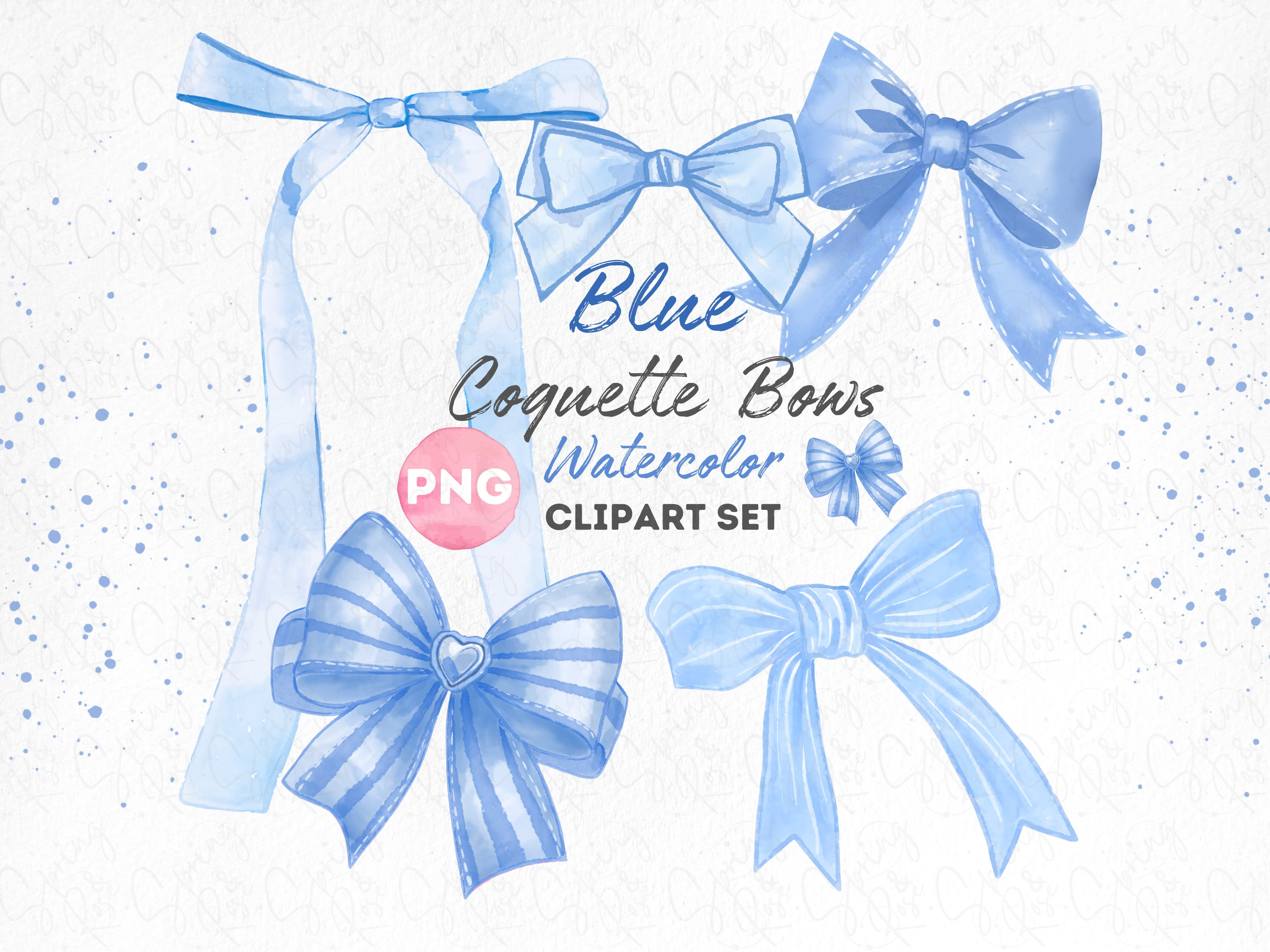 Blue Coquette Bows PNG Clipart Set Coquette Bow Digital Download ...