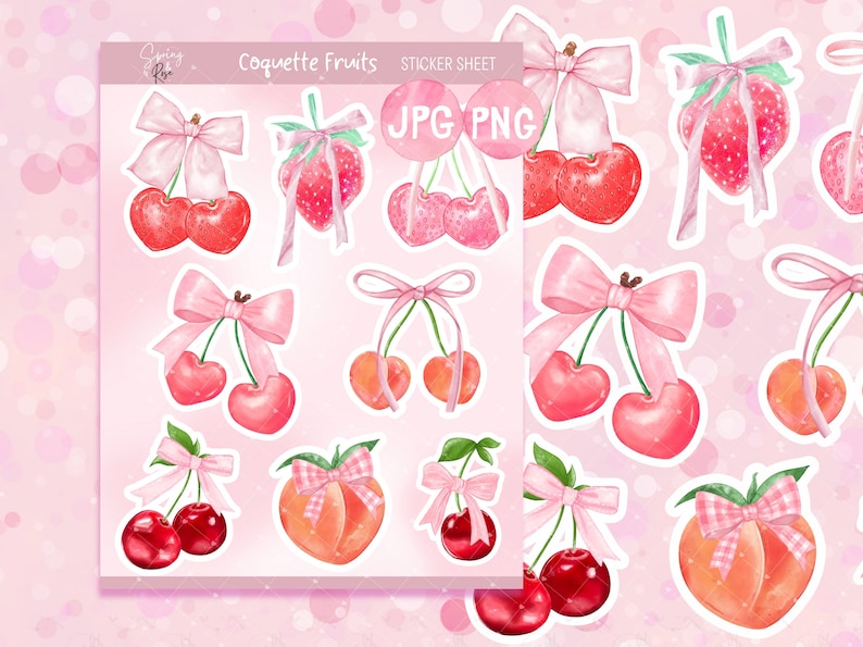 Printable Coquette Bow Sticker Sheet Pink Journal Stickers Coquette ...