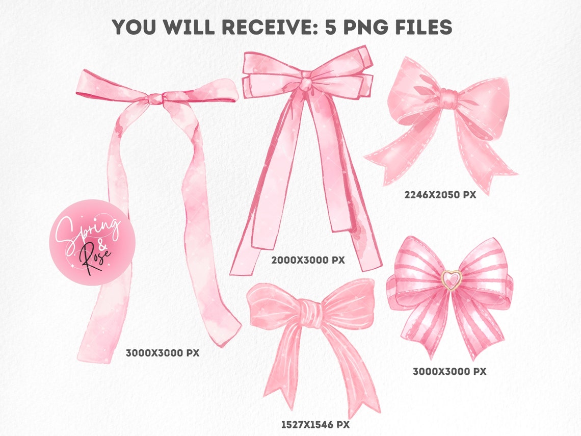 Pink Coquette Bows PNG Clipart Set Coquette Bow Digital Download ...