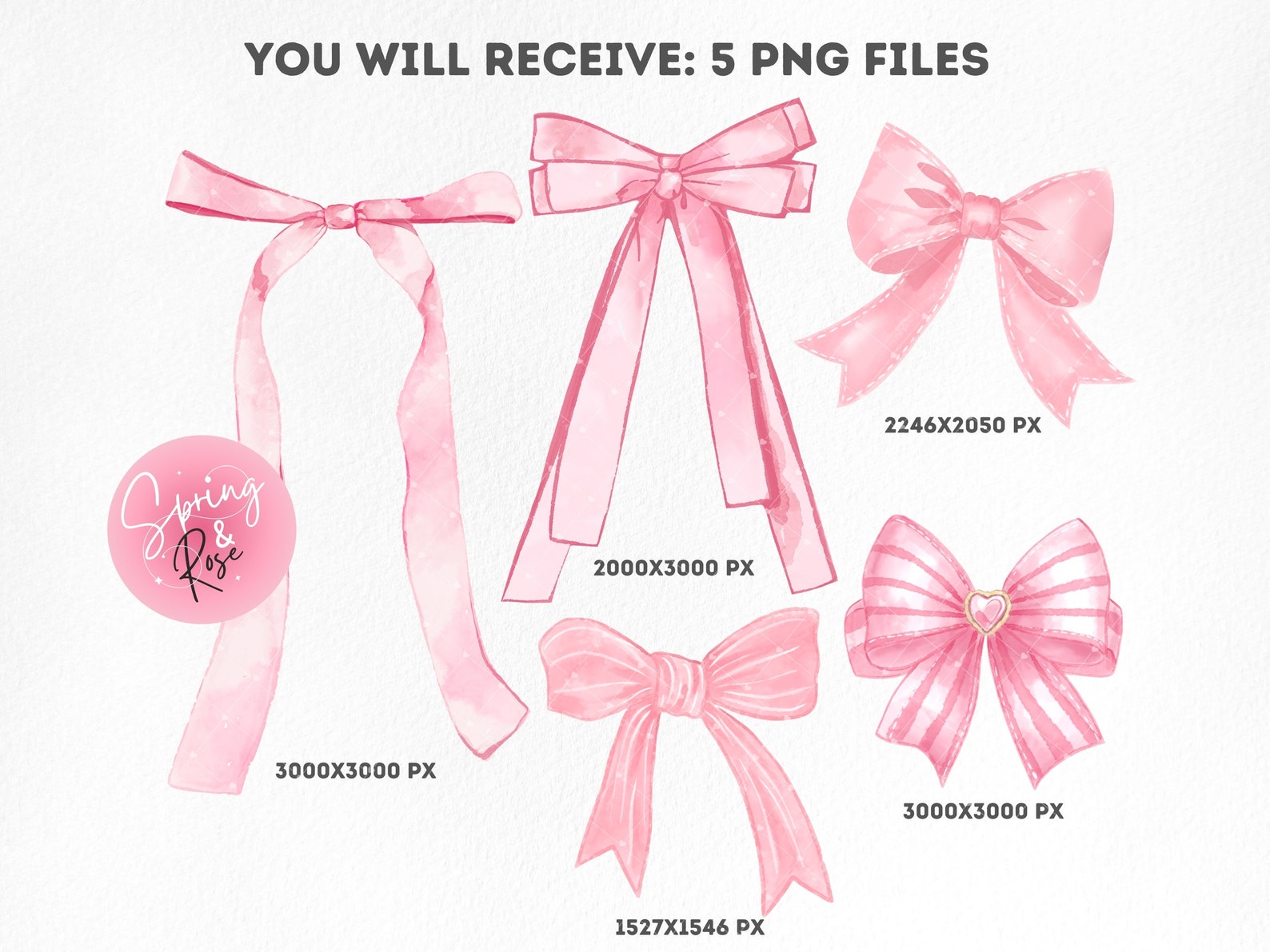 Pink Coquette Bows PNG Clipart Set Coquette Bow Digital Download ...