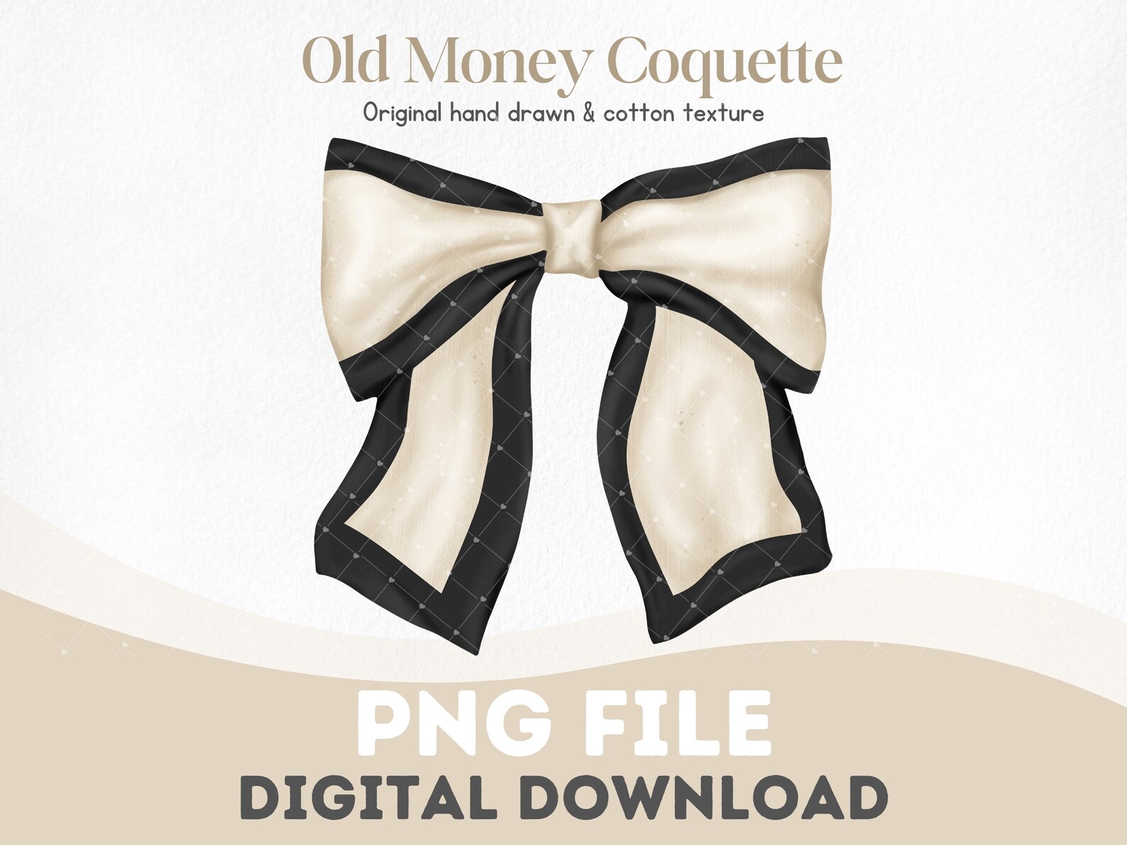 Old Money Coquette Beige Ribbon Bow Png Clipart Coquette Png Black ...