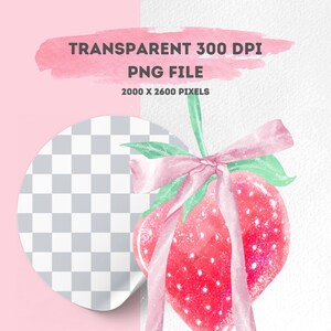 Coquette Strawberry Png Pink Glitter Ribbon Bow Watercolor Clipart ...