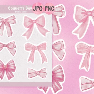 Printable Coquette Bow Sticker Sheet Pink Journal Stickers Cute ...