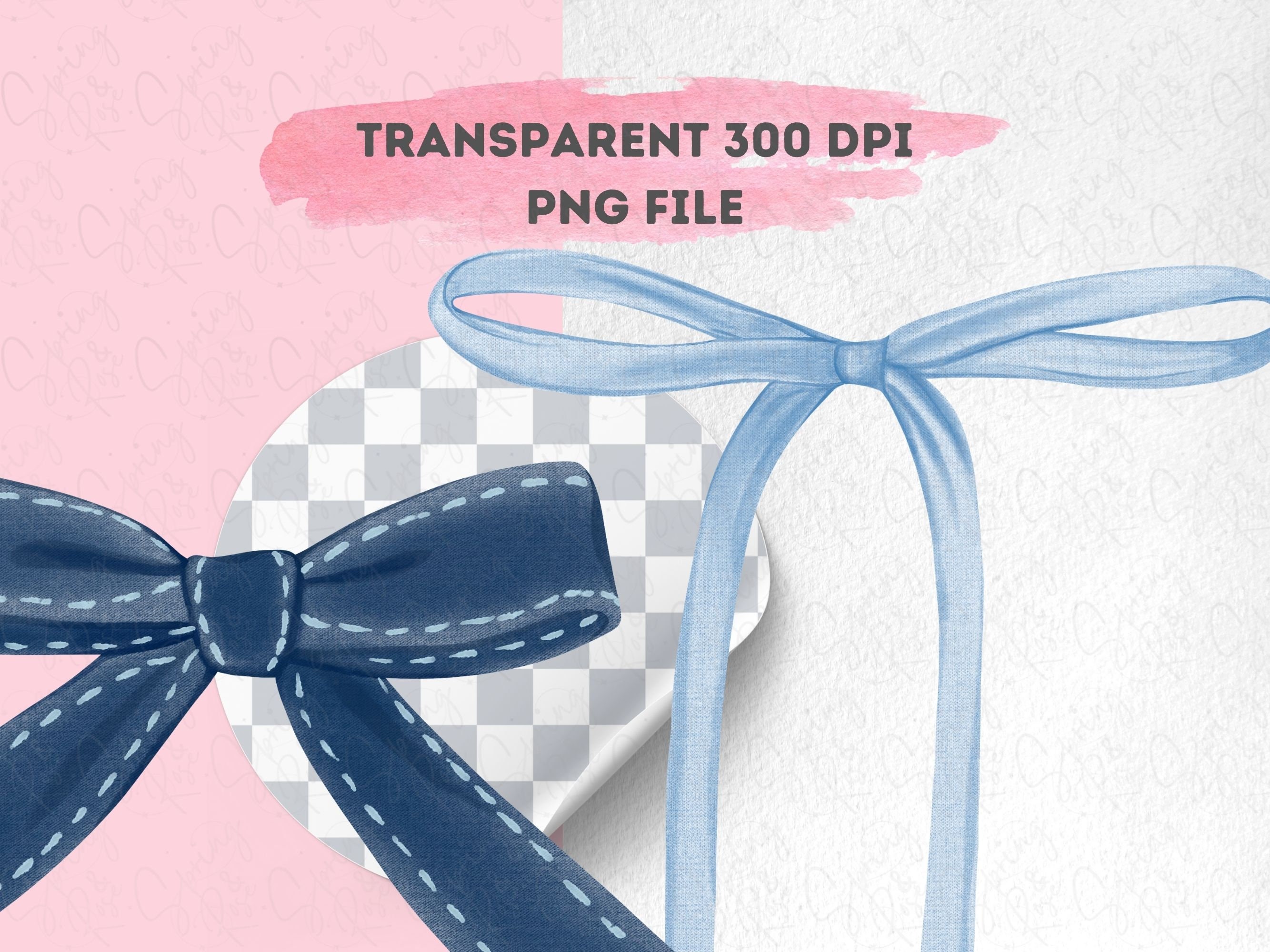 Blue Coquette Bow Denim Blue Ribbon Bow Png Clipart Set Coquette Blue ...