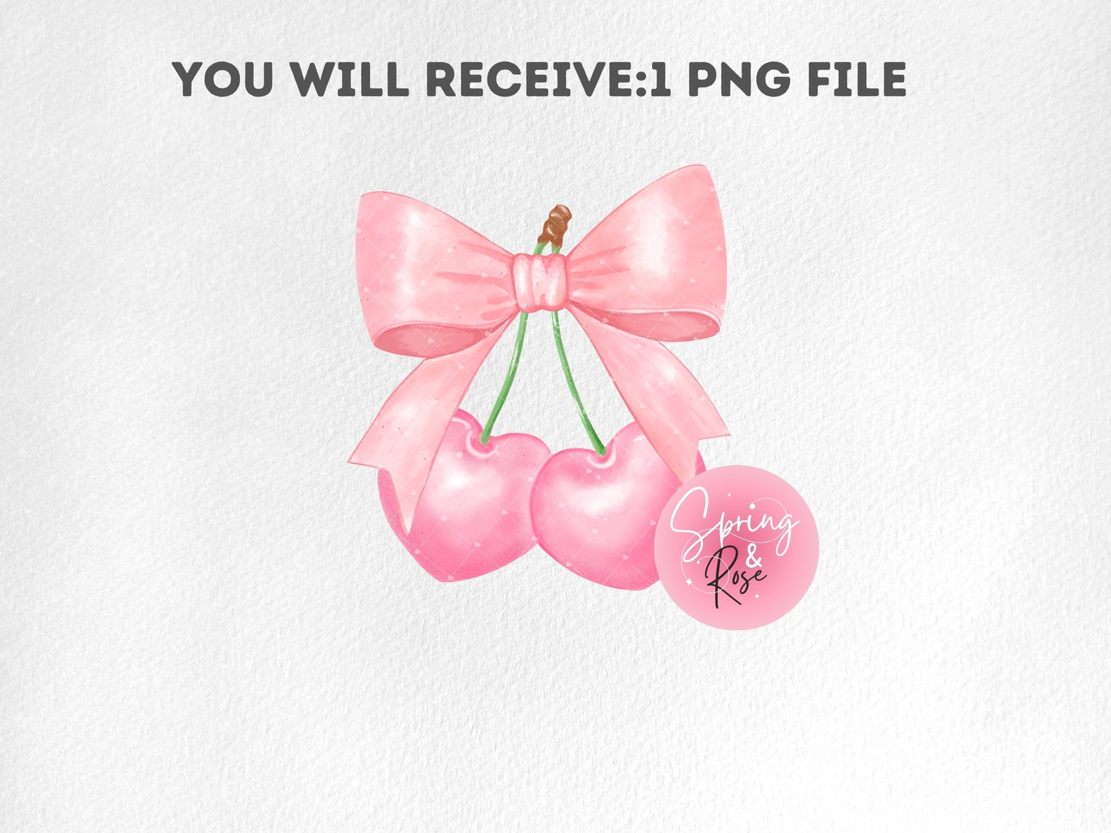 Coquette Pink Cherry Png Pink Ribbon Bow Watercolor Clipart Digital ...