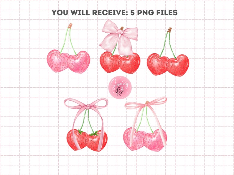 Coquette Strawberry Pink Bow Png Clipart Bundle Coquette Aesthetic ...