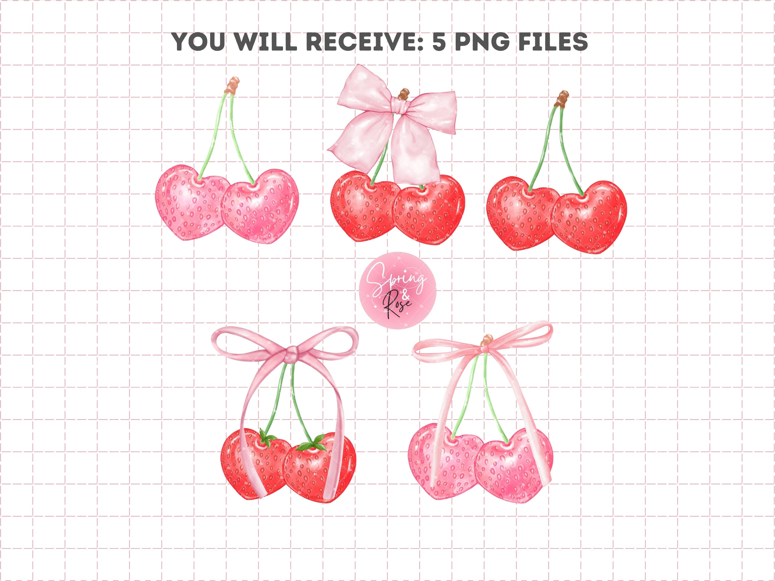 Coquette Strawberry Pink Bow Png Clipart Bundle Coquette Aesthetic ...