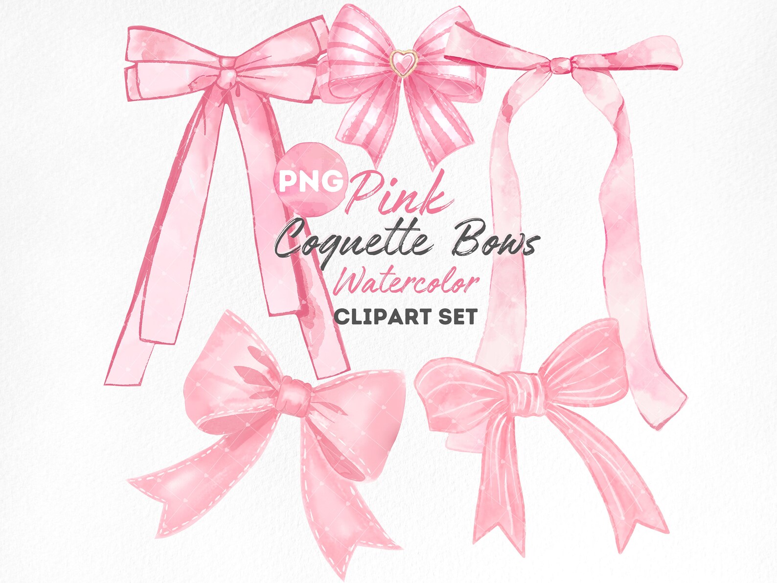 Pink Coquette Bows PNG Clipart Set Coquette Bow Digital Download ...