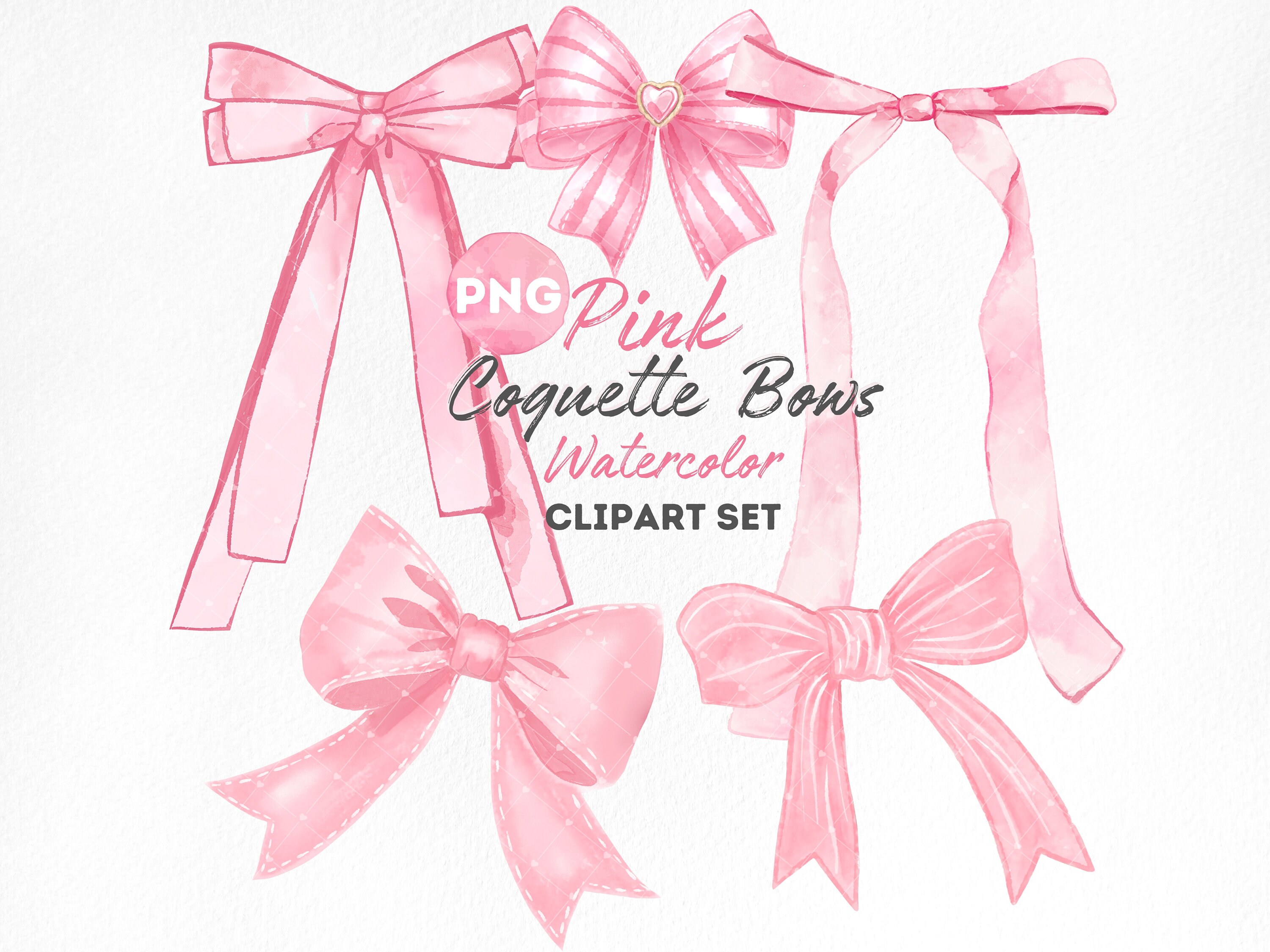 Pink Coquette Bows PNG Clipart Set Coquette Bow Digital Download ...