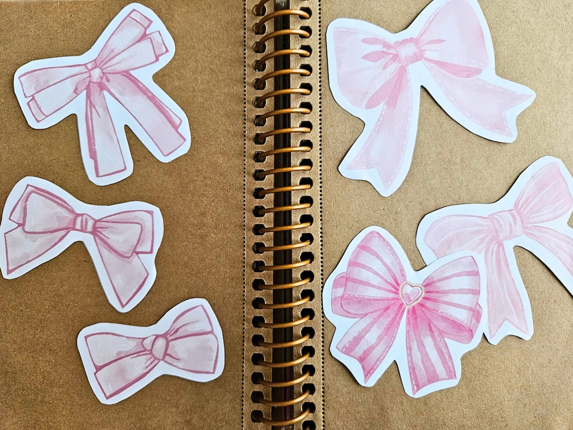 Printable Coquette Bow Sticker Sheet Pink Journal Stickers Cute ...