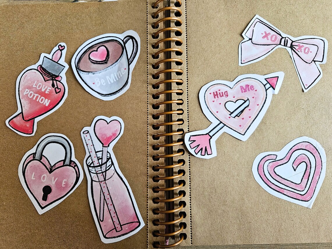 Printable Love Story Sticker Sheet, Valentine's Day Sticker Sheet ...