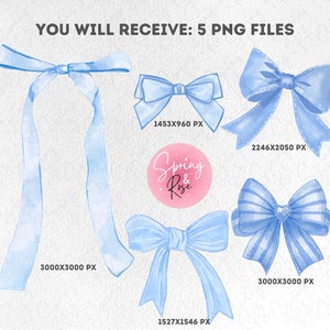 Blue Coquette Bows PNG Clipart Set Coquette Bow Digital Download ...