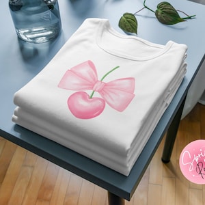 Coquette Cherry Png Pink Ribbon Bow Watercolor Clipart Bundle Digital ...