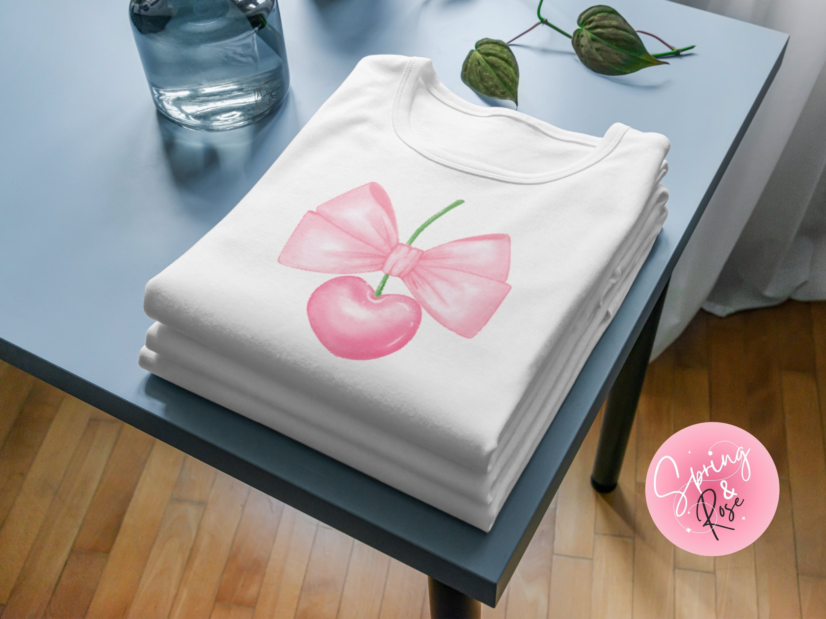 Coquette Cherry Png Pink Ribbon Bow Watercolor Clipart Bundle Digital ...