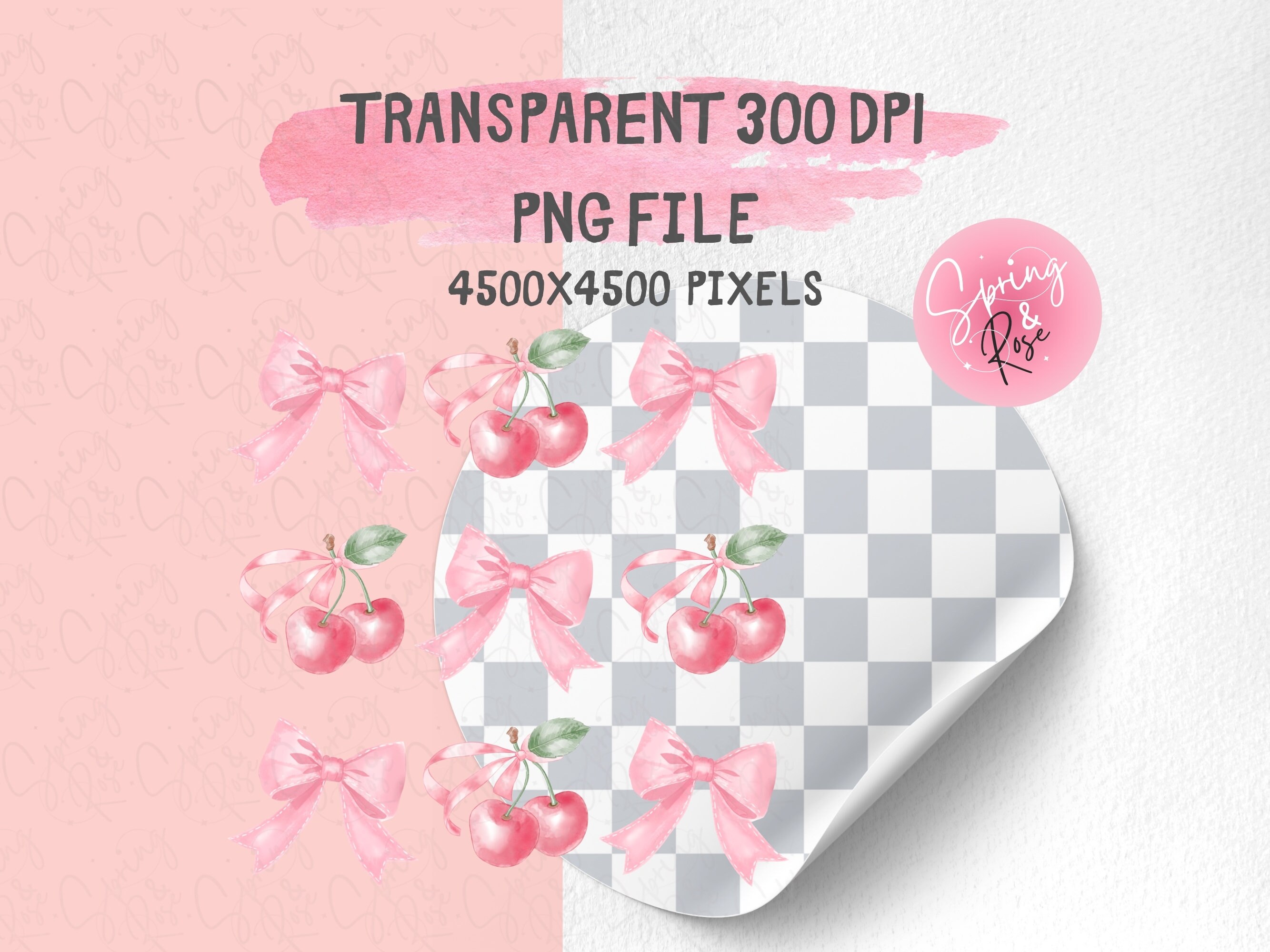 Coquette Cherries With Pink Ribbon Bow PNG Watercolor Cute Coquette Bow ...