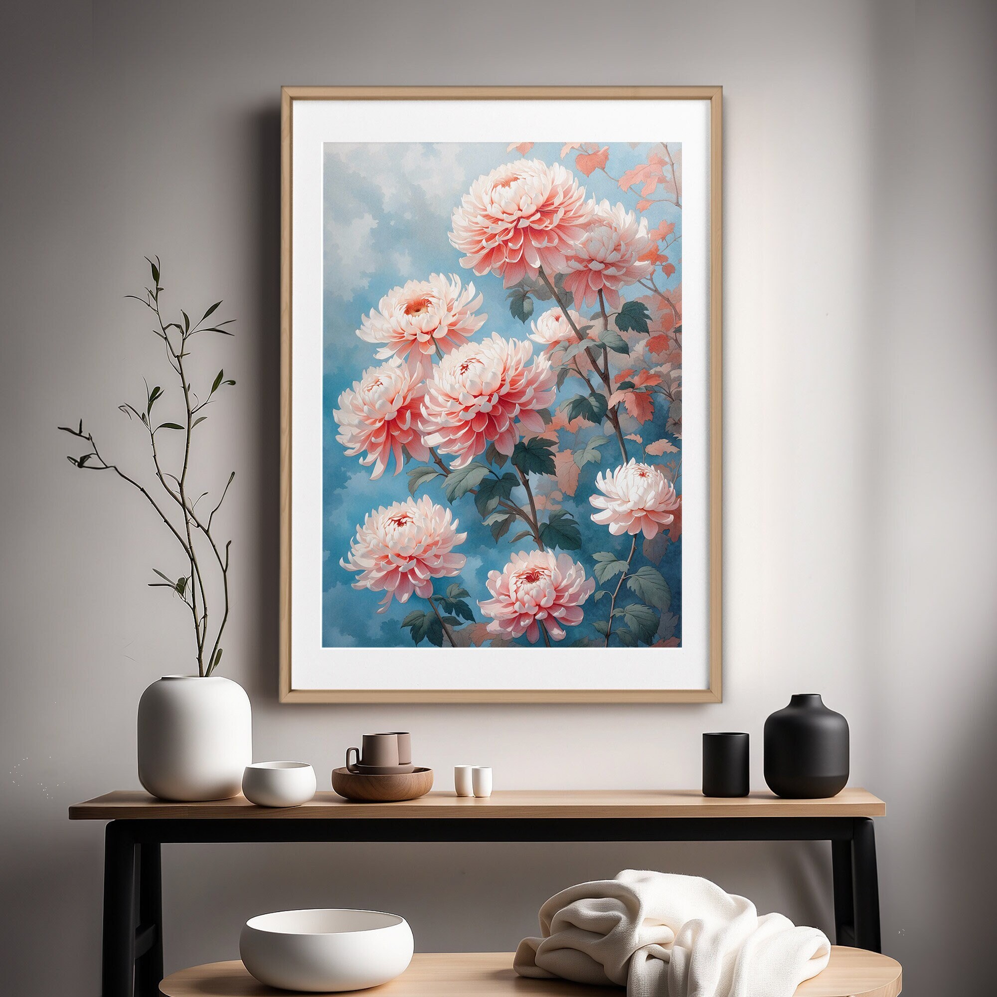 JAPANDI Kiku Blossom Wall Art Chrysanthemum Flower Floral Autumn ...