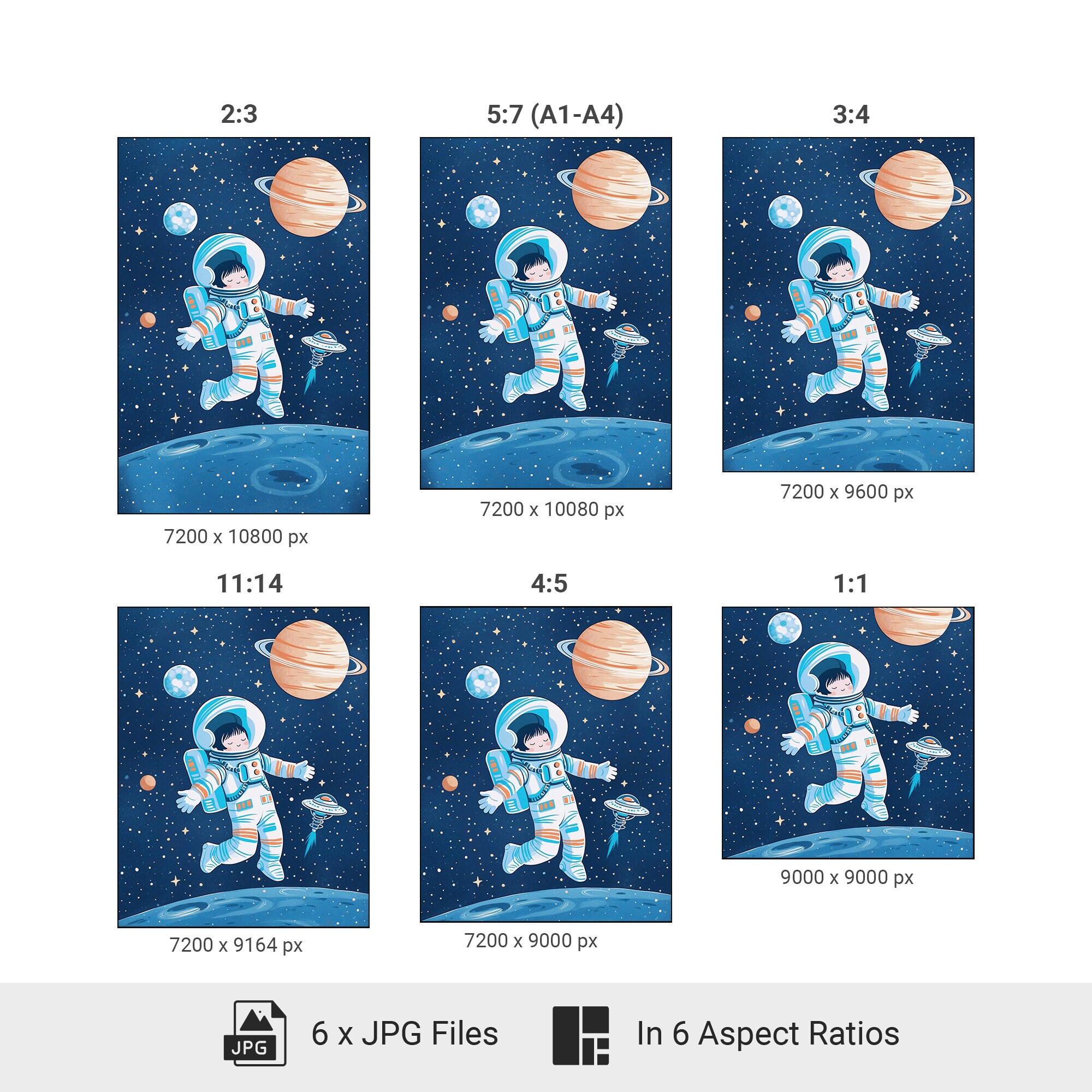 GALAXY Moon Dance Wall Art Outer Space Stars Planets Universe Space ...