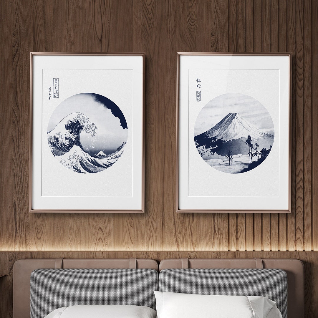 JAPANDI Classics Wall Art Set of 2 | Great Wave Kanagawa Hokusai ...