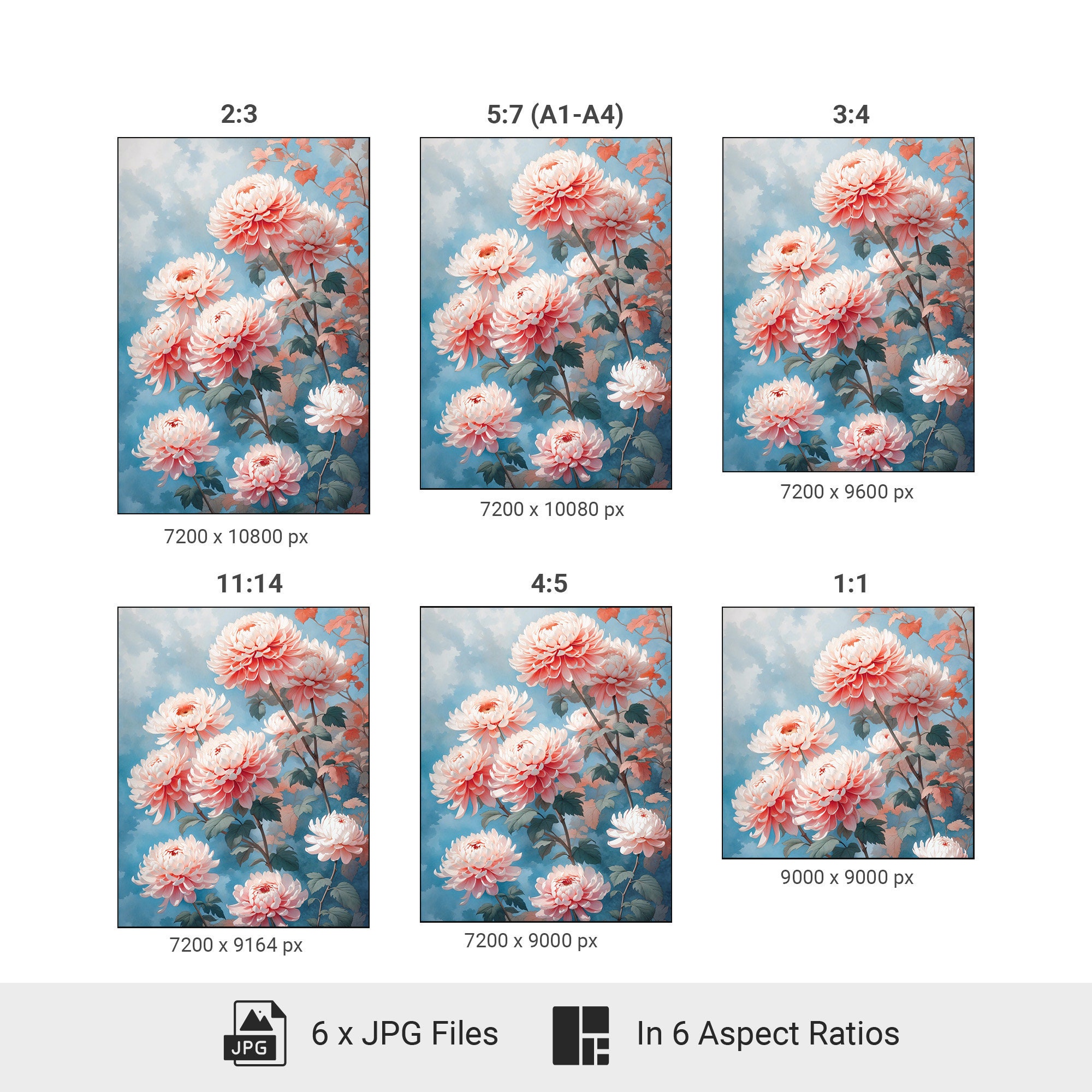 JAPANDI Kiku Blossom Wall Art Chrysanthemum Flower Floral Autumn ...