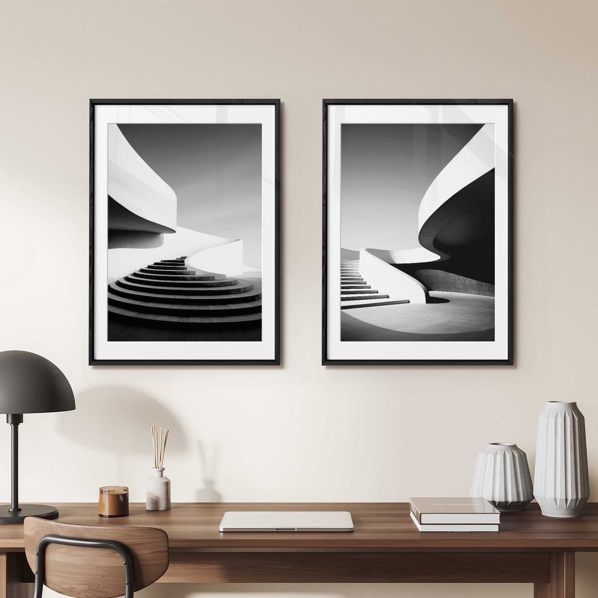 MINIMALIST Archi No. 1 & 2 Wall Art Set | Architectual | Black White ...