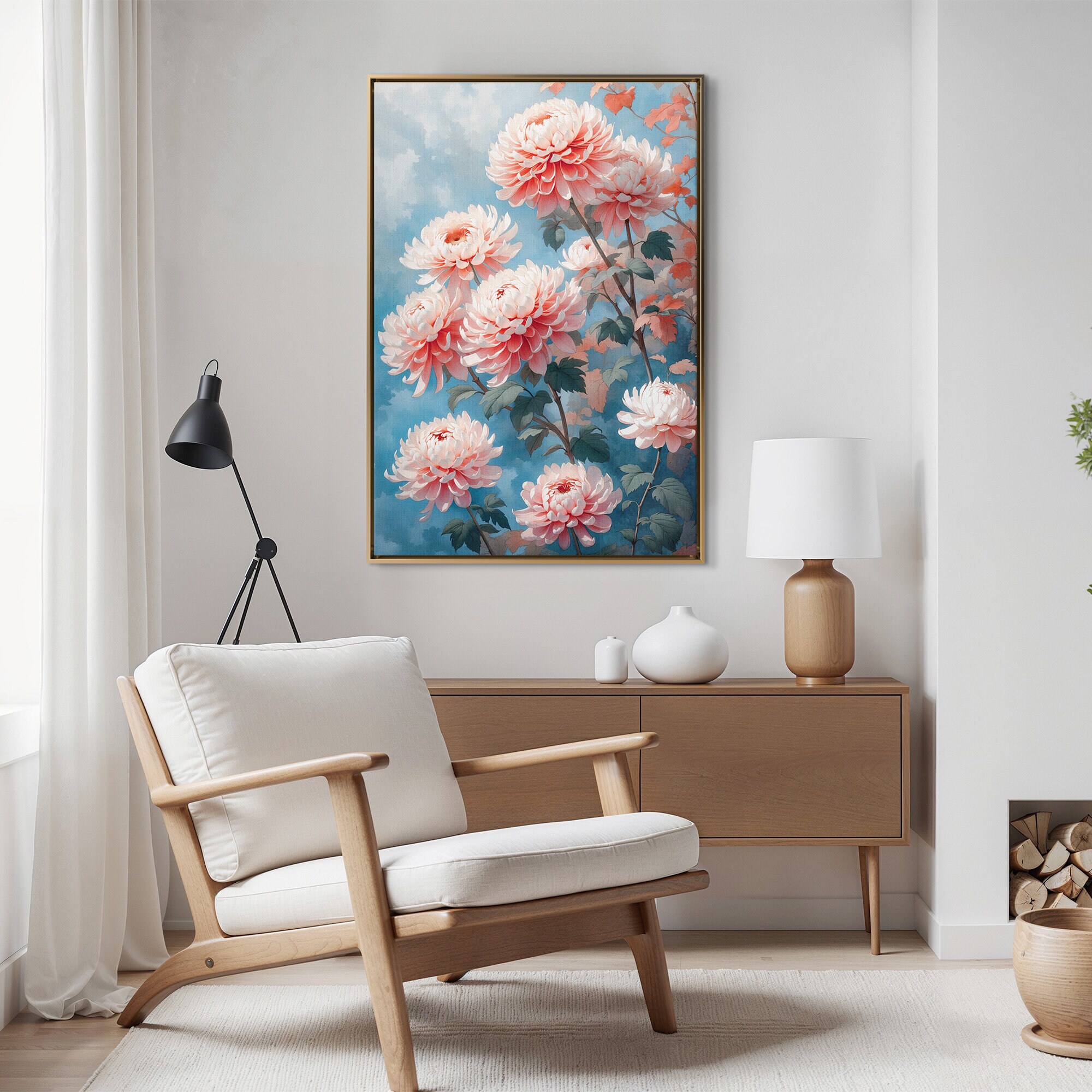 JAPANDI Kiku Blossom Wall Art Chrysanthemum Flower Floral Autumn ...