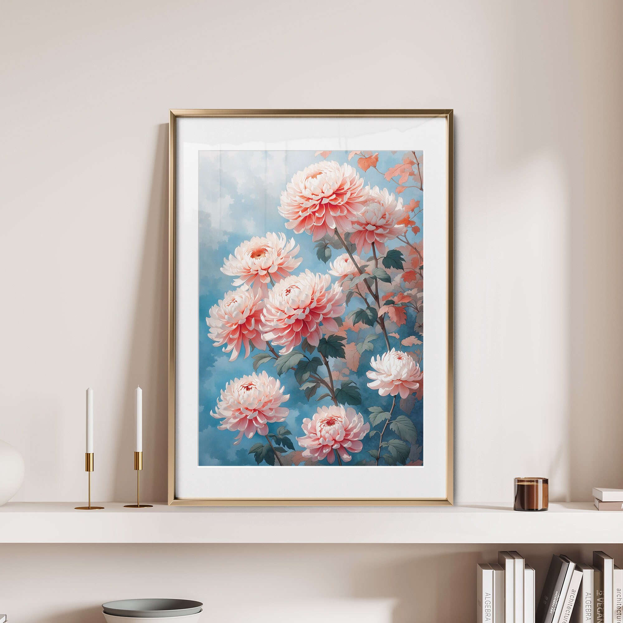 JAPANDI Kiku Blossom Wall Art Chrysanthemum Flower Floral Autumn ...