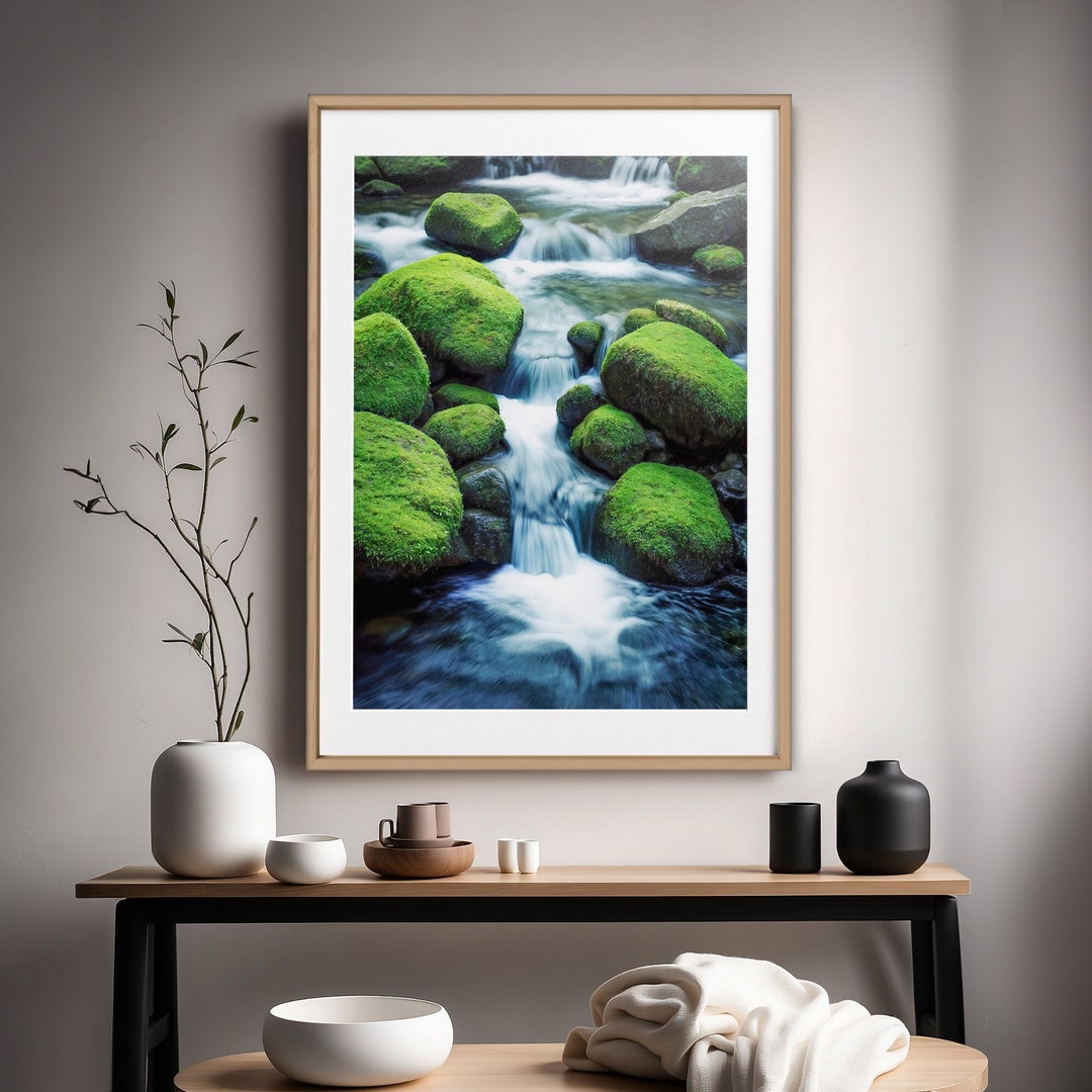 ZEN Flowing Prosperity Wall Art Stream Water Waterfall Fengshui Wealth ...