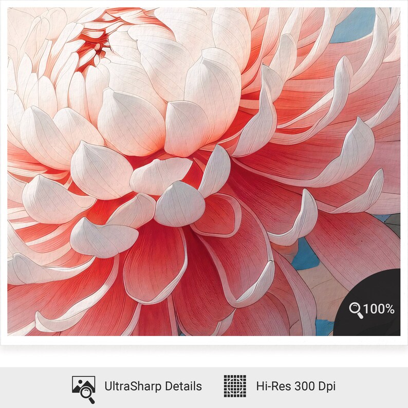 JAPANDI Kiku Blossom Wall Art Chrysanthemum Flower Floral Autumn ...